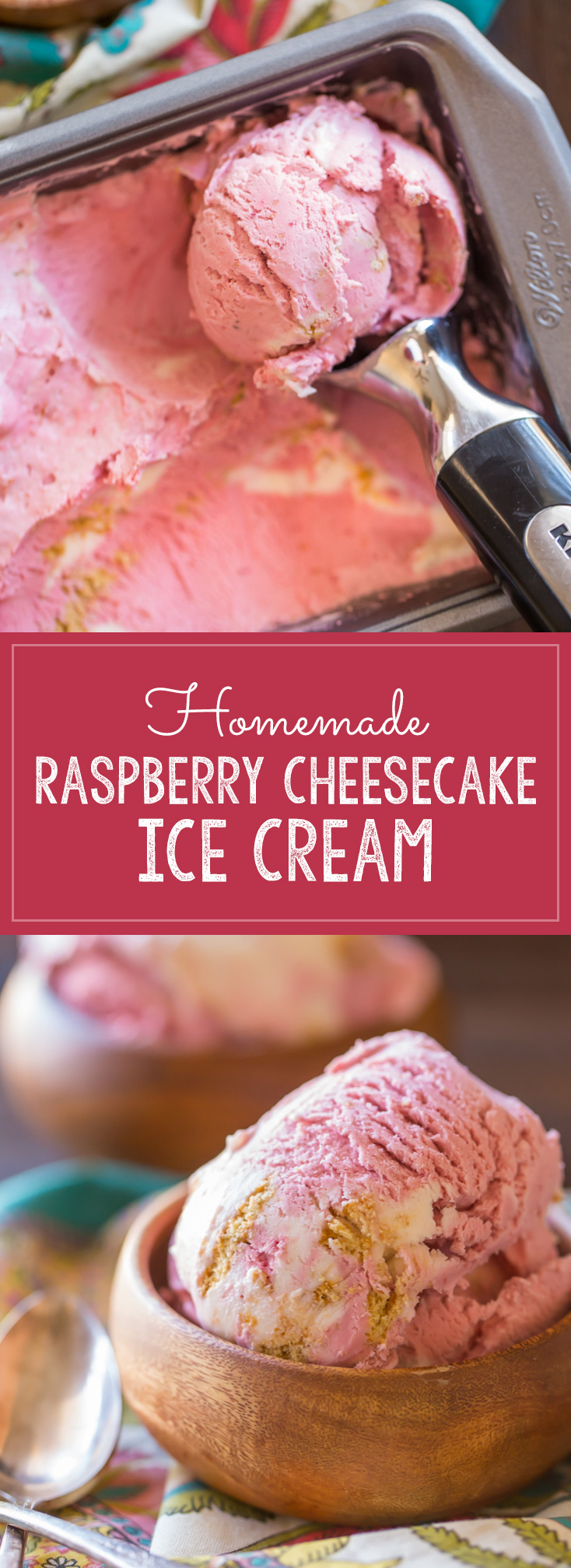Homemade Raspberry Cheesecake Ice Cream - Lovely Little Kitchen