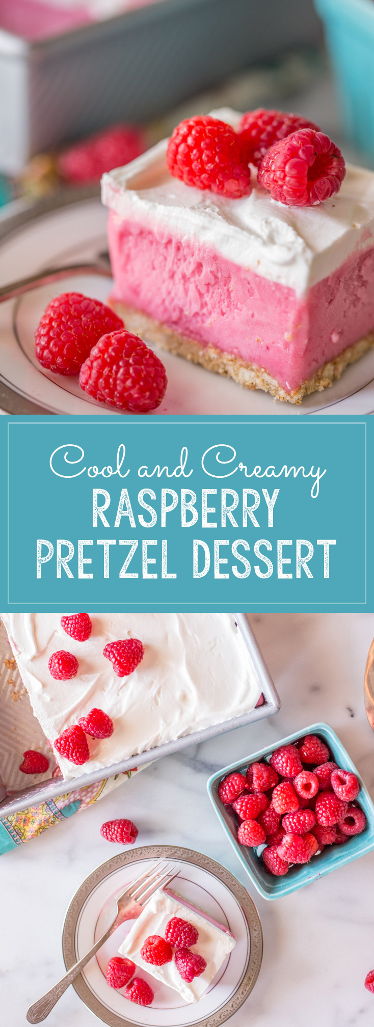 Cool and Creamy Raspberry Pretzel Dessert - Lovely Little Kitchen
