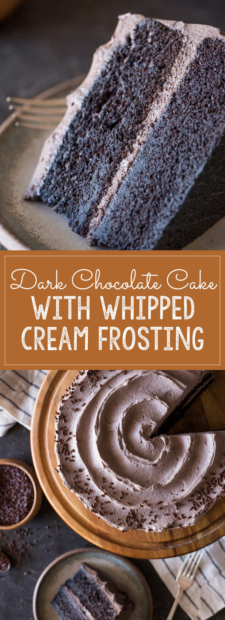 Dark Chocolate Cake With Whipped Cream Frosting - Lovely Little Kitchen