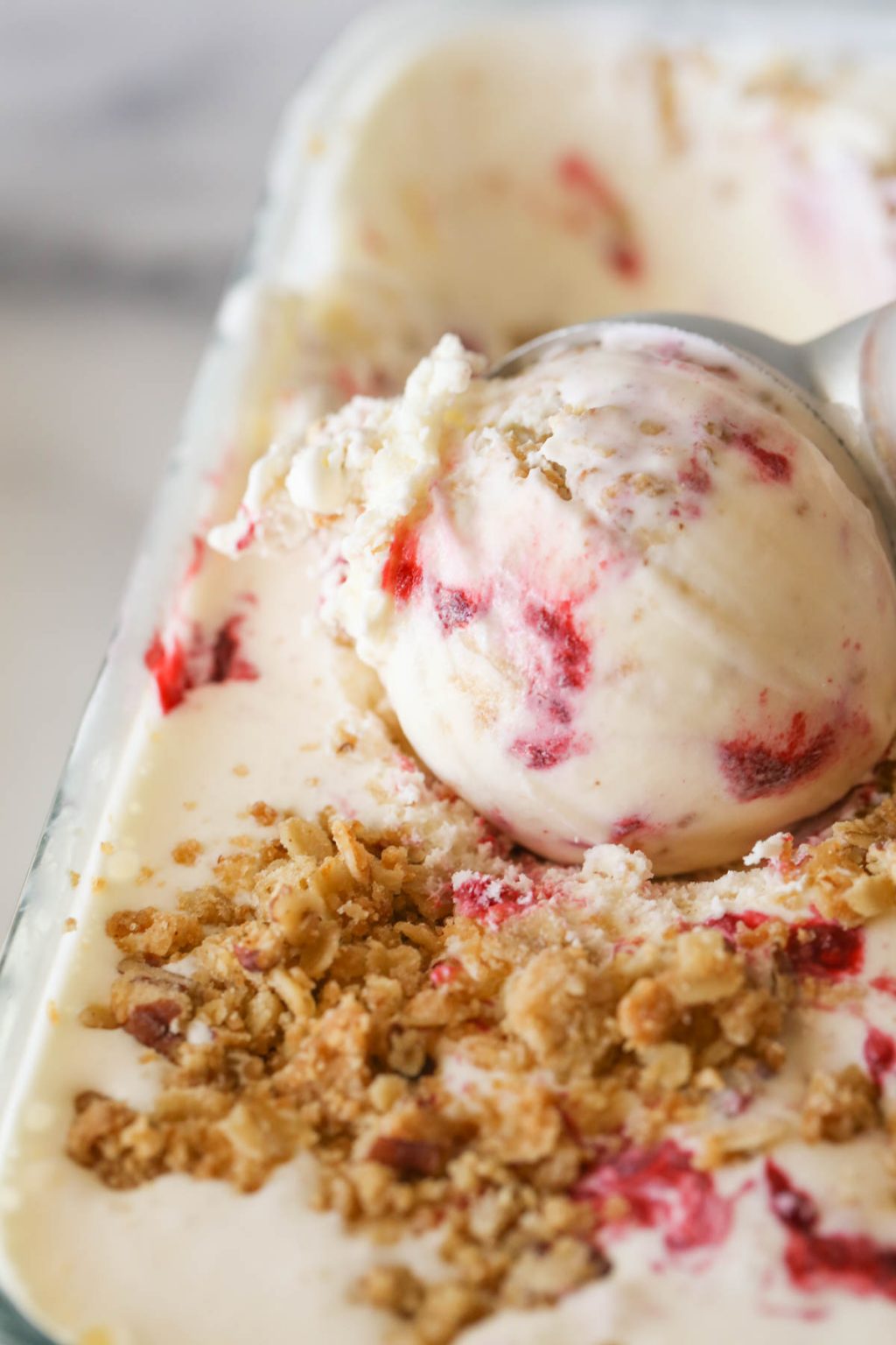 White Chocolate Raspberry Crisp Ice Cream - Lovely Little Kitchen